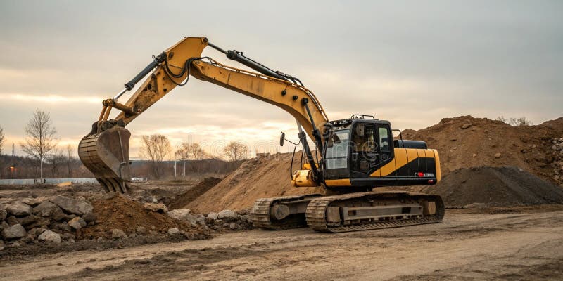 View on Medium-sized Excavator Stock Illustration - Illustration of ...