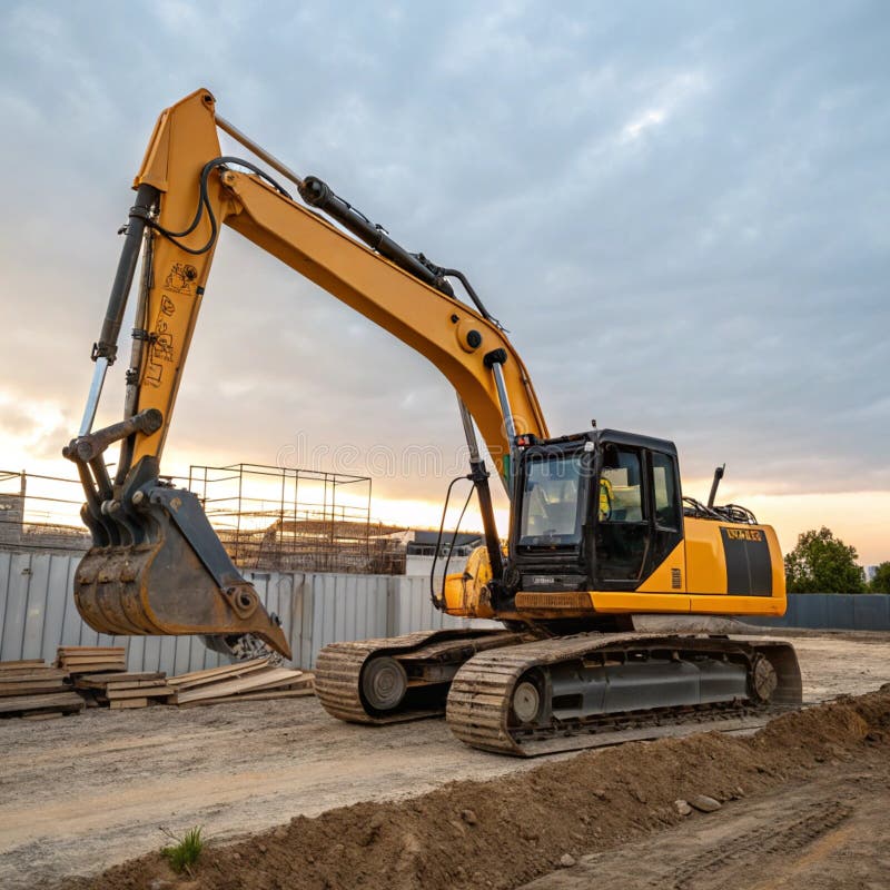 View on Medium-sized Excavator Stock Illustration - Illustration of ...