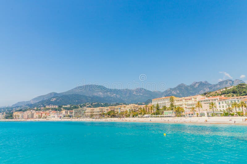 A view in Menton in France stock image. Image of relaxation - 163244557