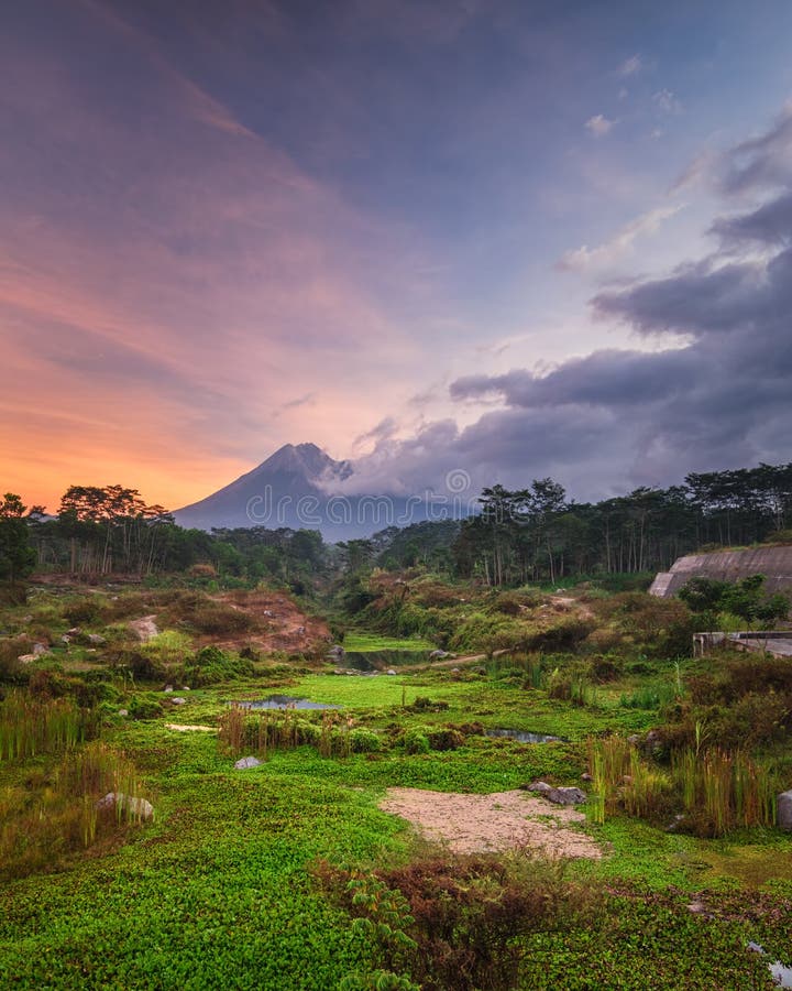 View of Merapi Volcano with a Light Mist in the Morning HDR Processed ...