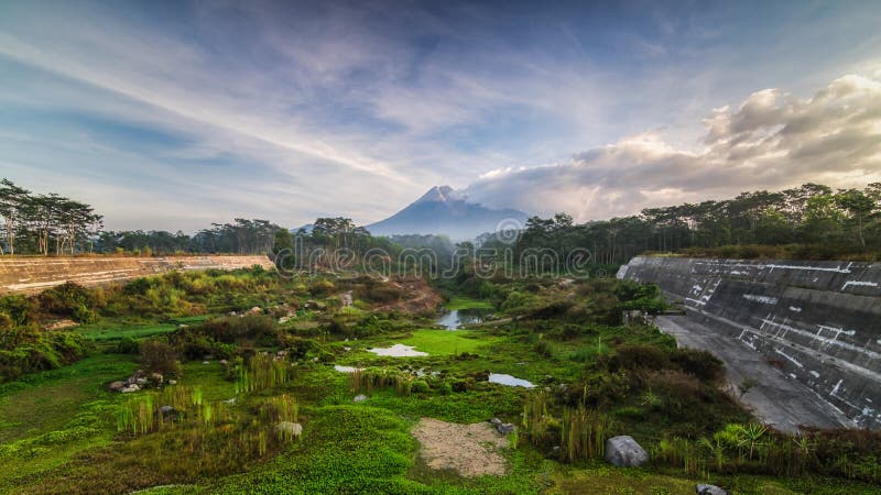 View of Merapi Volcano with a Light Mist in the Morning HDR Processed ...