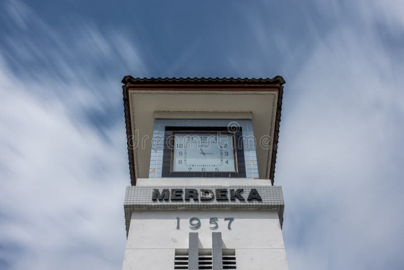 Merdeka 1957 Kulim Clock Tower Editorial Stock Photo - Image of cloudy ...