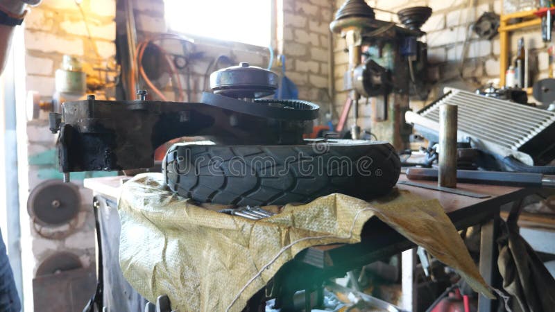 View on Mess in Garage or Workshop during Working Process ...