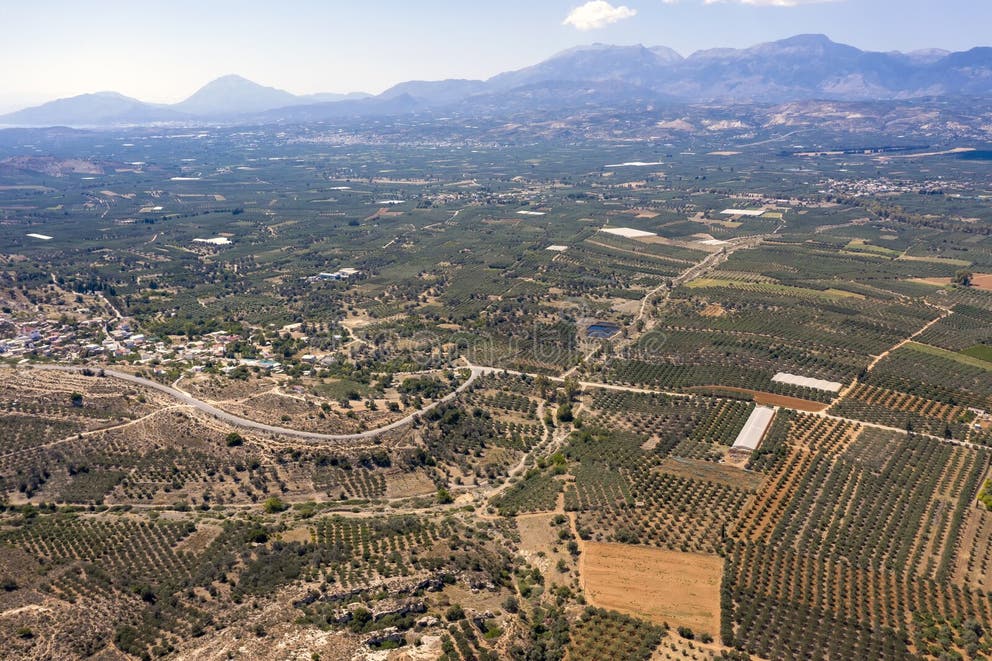 View on the the Messara Plain on Crete Stock Photo - Image of town ...
