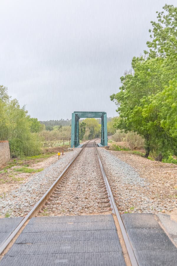 View of Metallic Bridge Structure on Train Line in Obidos Stock Photo ...