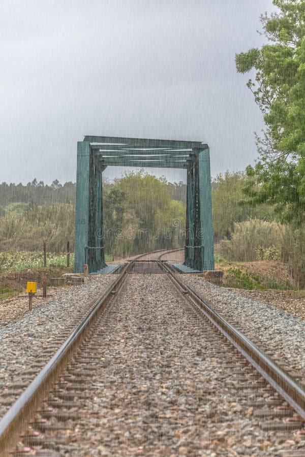 View of Metallic Bridge Structure on Train Line in Obidos Stock Image ...