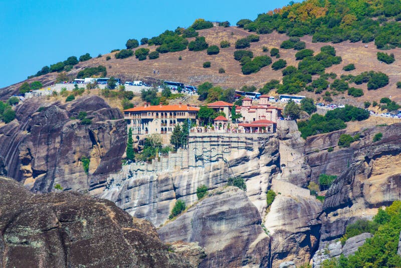 View of Meteora Rock Formation Greece Stock Image - Image of landscape ...