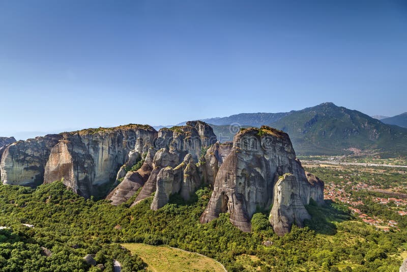 View of Meteora Valley, Greece Stock Photo - Image of thessaly ...