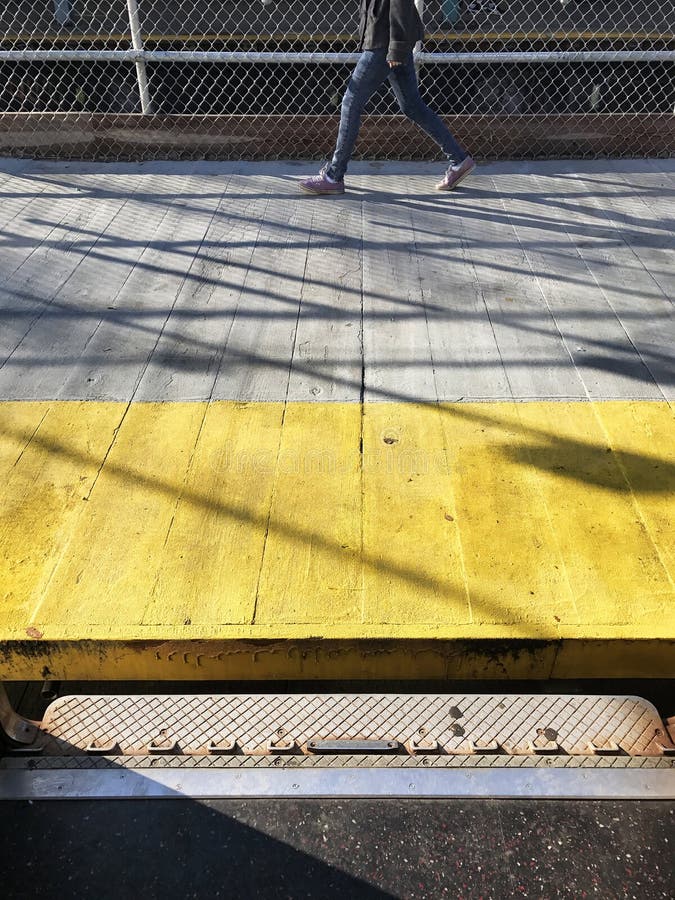 View from the Metro Train To Subway Platform with Yellow Marking Line ...
