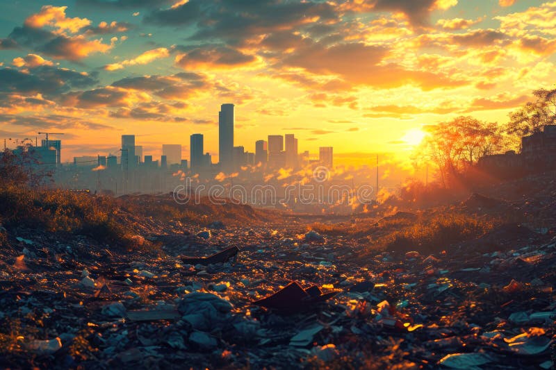View of the Metropolis City from a Garbage Dump Stock Photo - Image of ...