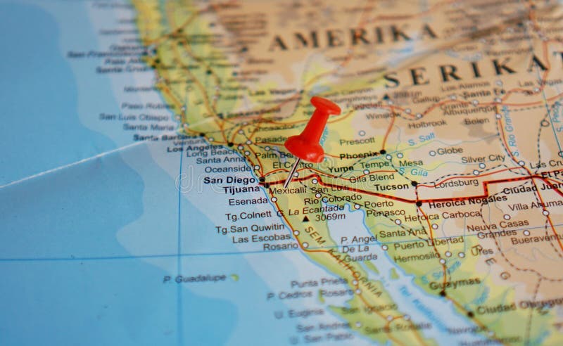 View of Mexicali, Mexico on a Geographic Map of the America Stock Image ...