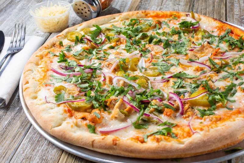 Mexican Chicken Pizza Pizza Stock Image - Image of retail, restaurant ...