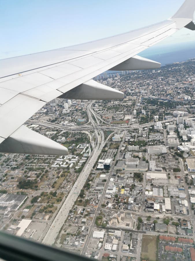 View of Miami from Airplane Stock Image - Image of travel, arrival ...