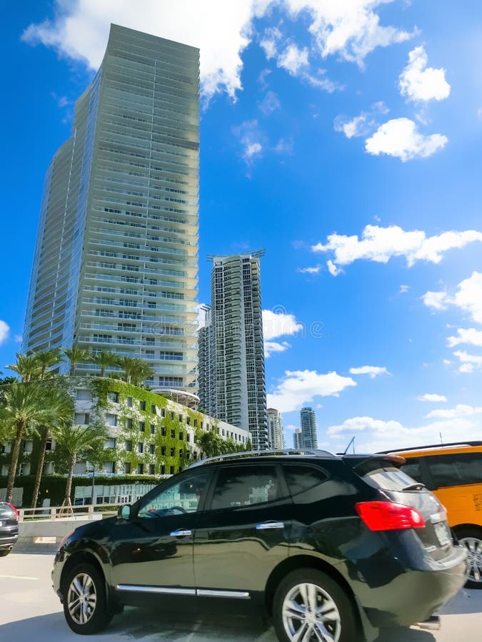 The View of Miami Beach from Road Editorial Stock Image - Image of road ...