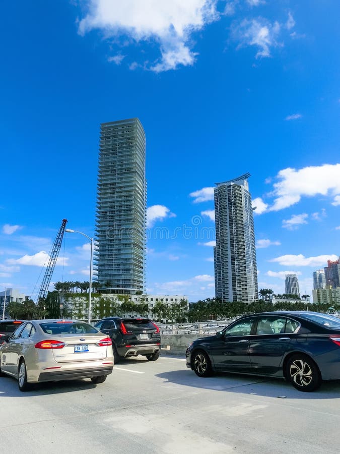 The View of Miami Beach from Road Editorial Image - Image of holiday ...