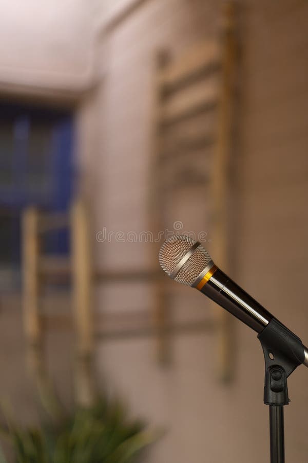 View of a Microphone on a Stand Stock Photo - Image of electrical ...