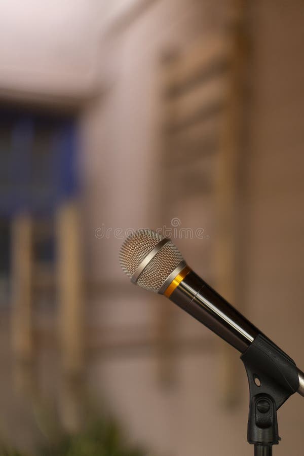 View of a Microphone on a Stand Stock Photo - Image of residence, noise ...