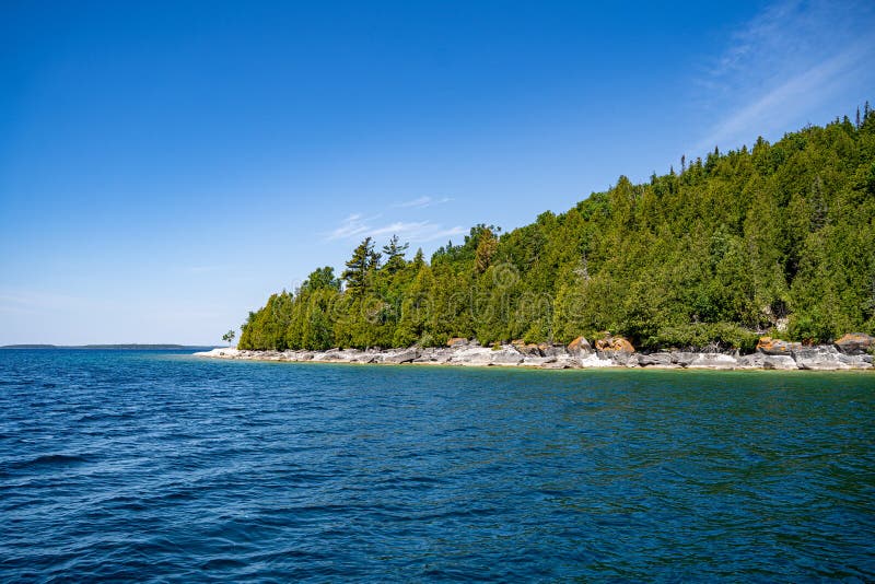 View of Middle Island in Tobermory Stock Photo - Image of park, rocks ...