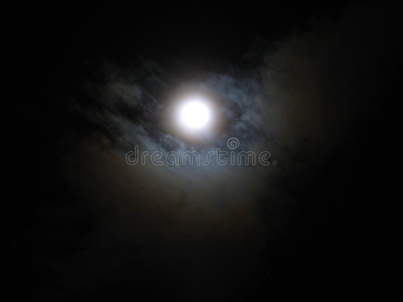 View on the Midnight Night Sky with Moonlight and Clouds Stock Image ...