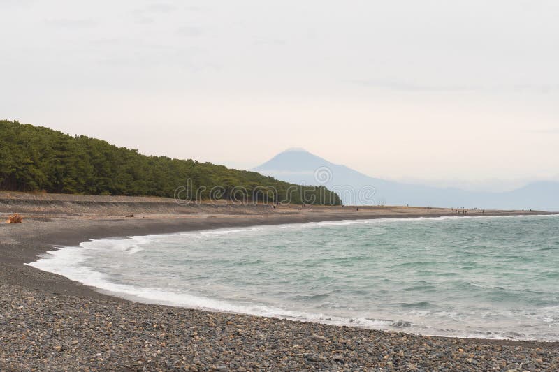 View of Miho No Matsubara Beach Stock Photo - Image of place, mountain ...