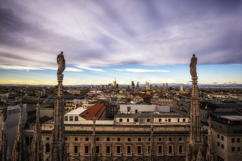 Milan Duomo rooftop stock photo. Image of europe, architectural - 100441256