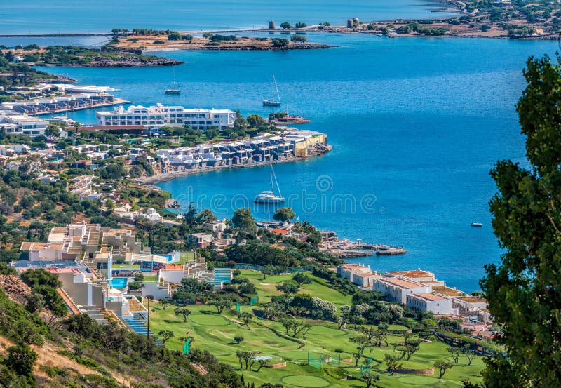 View of Mirabello Bay and Pseira Island, Sitia, Crete Stock Image ...
