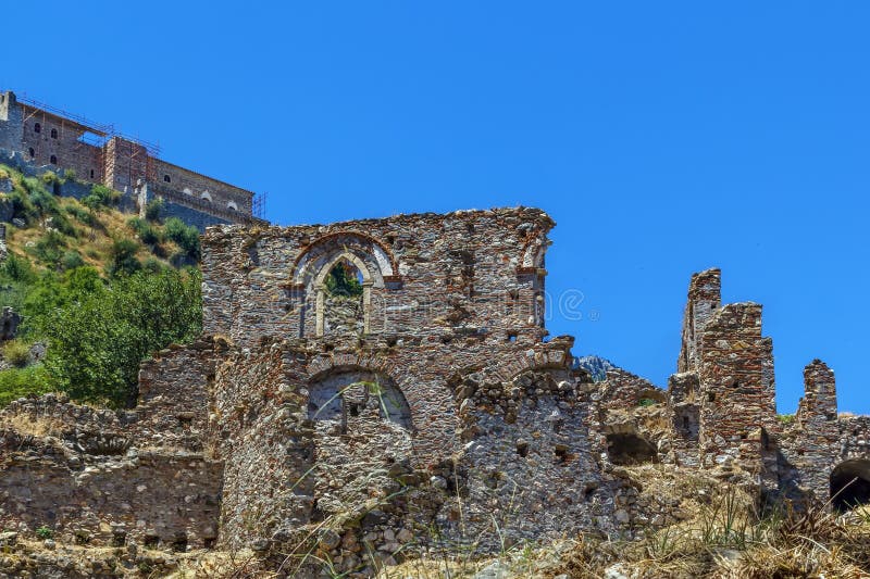 View of Mistra Ruins, Greece Stock Photo - Image of greece, greek ...