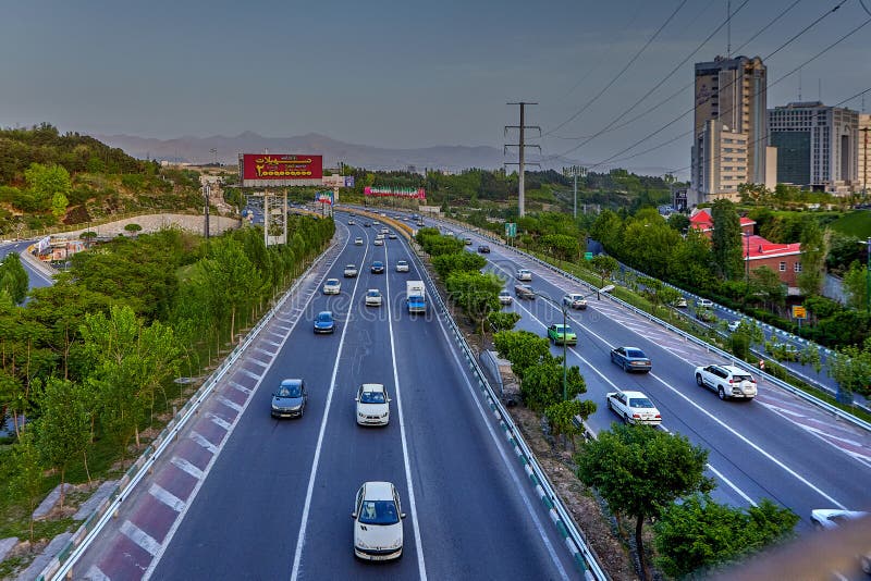 View of Modares Highway from Tabiat Bridge, Tehran, Iran. Editorial ...