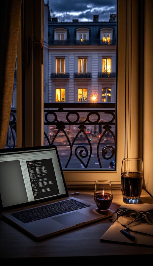 View from Modern Apartment in Central Brussels or Paris, Night Time, AI ...