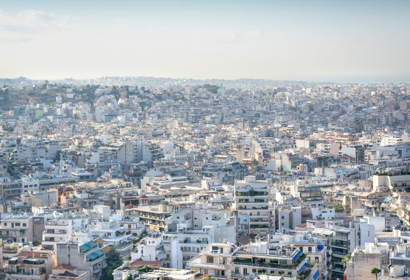 View of Modern Athens in the Evening Stock Photo - Image of clear ...