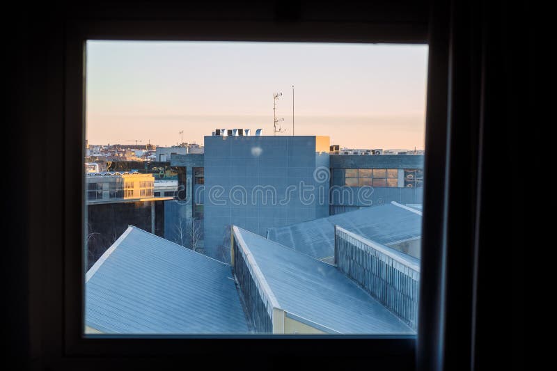 View through Modern Building Window Stock Image - Image of reflection ...