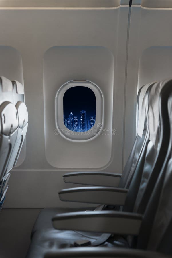 View Modern City Skyline Night Airplane Window Stock Photos - Free ...