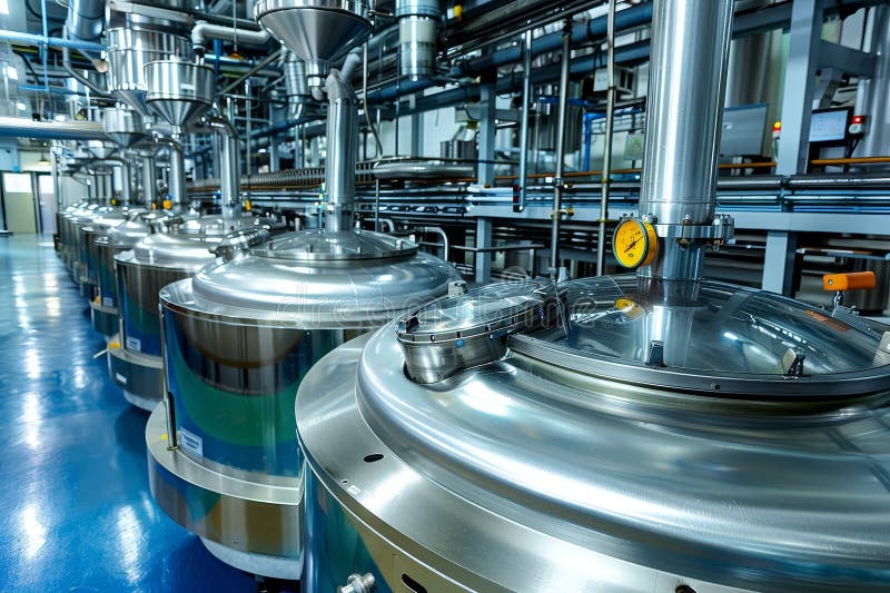 A View of a Modern Food Processing Facility Featuring Rows of Large ...