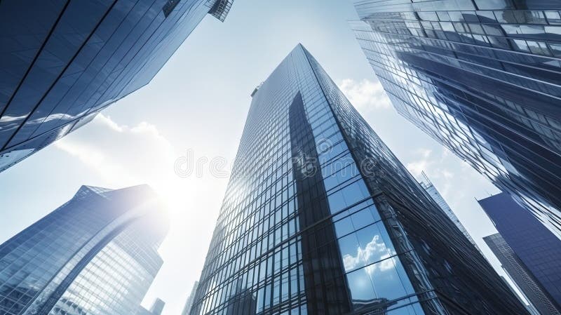 View of Modern Glass Business Skyscraper Panorama Stock Illustration ...