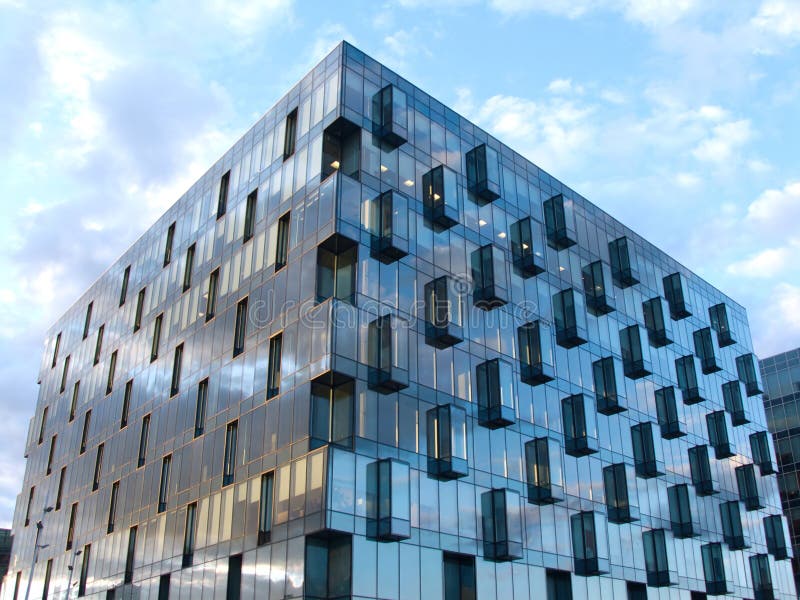 View of Modern Glass and Metal Building with Many Stock Photo - Image ...