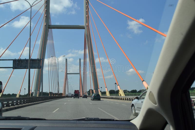 View of the Modern Highway and Bridge from the Car Stock Photo - Image ...