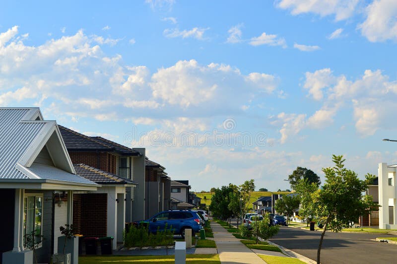 A View of Modern Houses in a Residential Suburb on a Sunny Afternoon ...