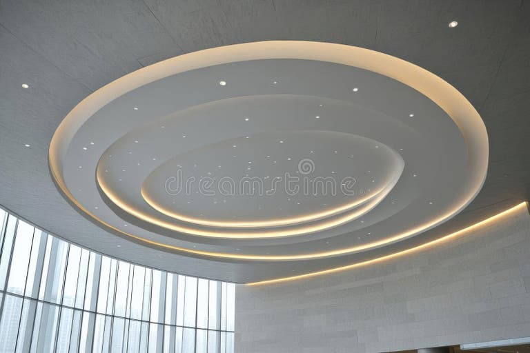 View of Modern Interior Ceiling Design and Ambient Lighting ...