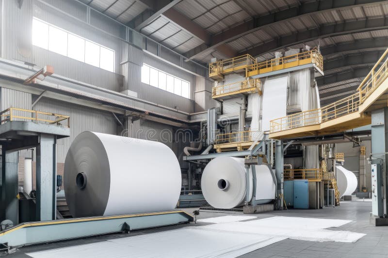 View of Modern Pulp and Paper Plant, with Advanced Equipment and ...