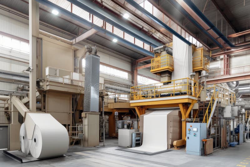 View of Modern Pulp and Paper Plant, with Advanced Equipment and ...