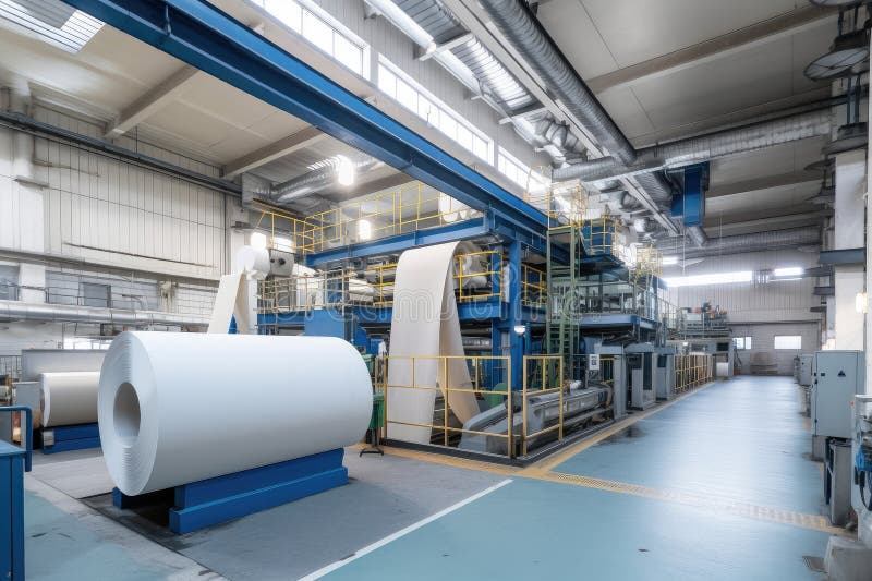 View of Modern Pulp and Paper Plant, with Advanced Equipment and ...