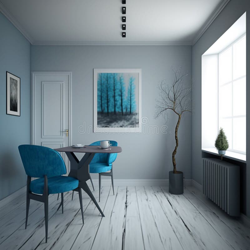 View of Modern Room Design Emphasizes Simplicity, Functionality, and a ...