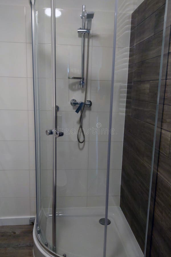 View of the Modern Shower Cabin in the Bathroom Stock Image - Image of ...