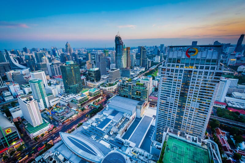 View of the Modern Siam District at Sunset, in Bangkok, Thailand ...