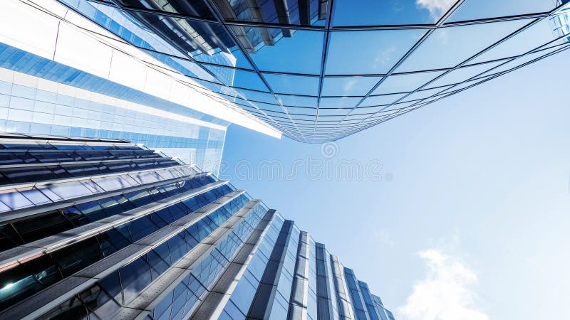 View of Modern Skyscrapers in a Urban Environment Over the Blue Sky ...