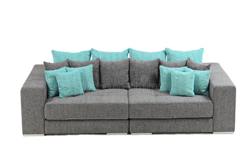 Light Blue Sofa, Front View Stock Image - Image of background, settee ...