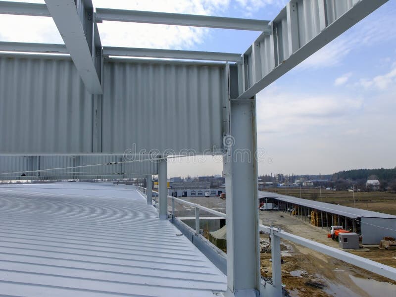 View of a Modern Steel Building Under Construction, Showcasing Its ...
