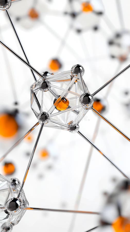 View of Molecular Structure Featuring Intricate Connections and Shiny ...