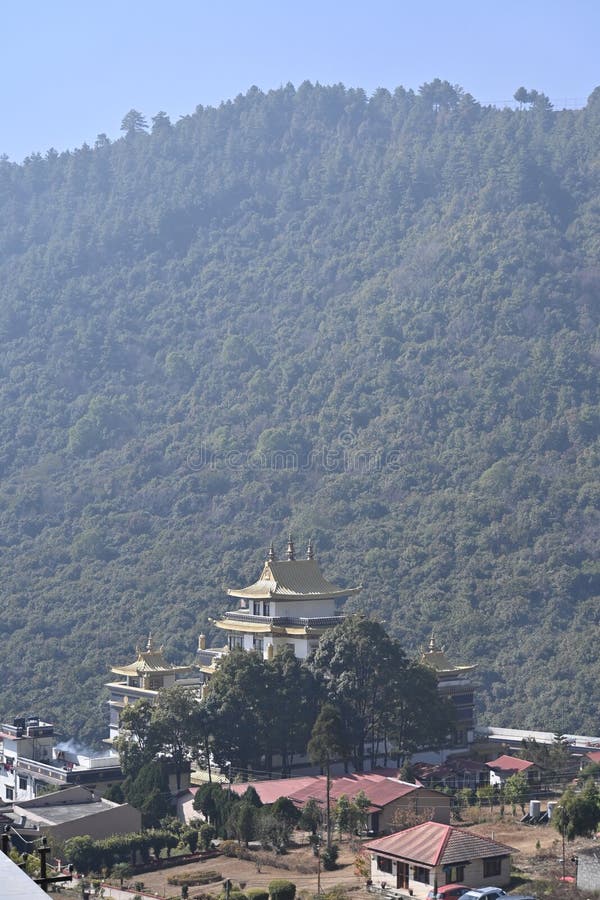 View of a Monastery on Top of the Mountain in Pharphing, Nepal Stock ...
