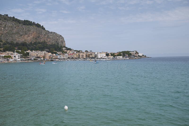 View of Mondello beach editorial photography. Image of september ...